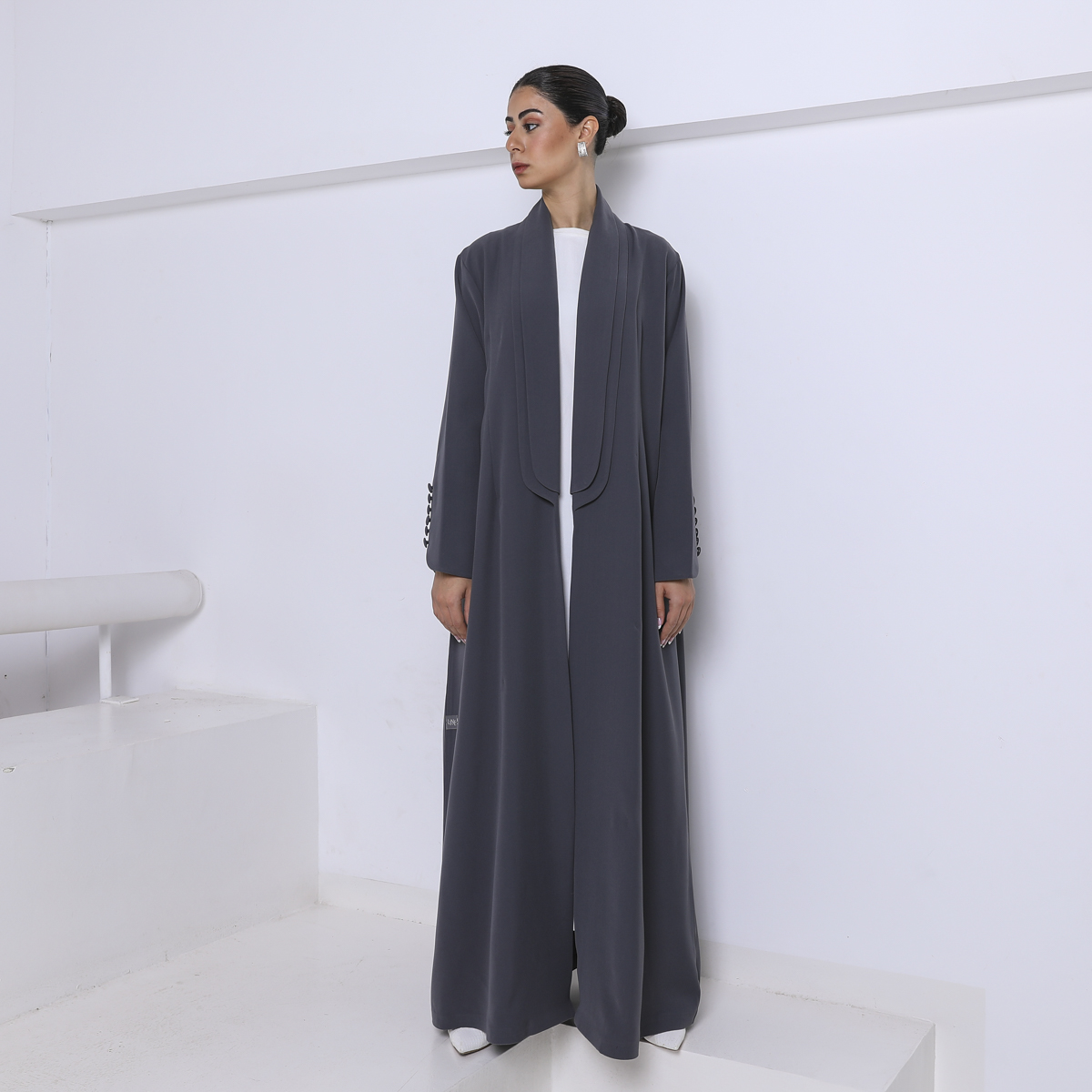Double Collar Coat Abaya - Line Clothing